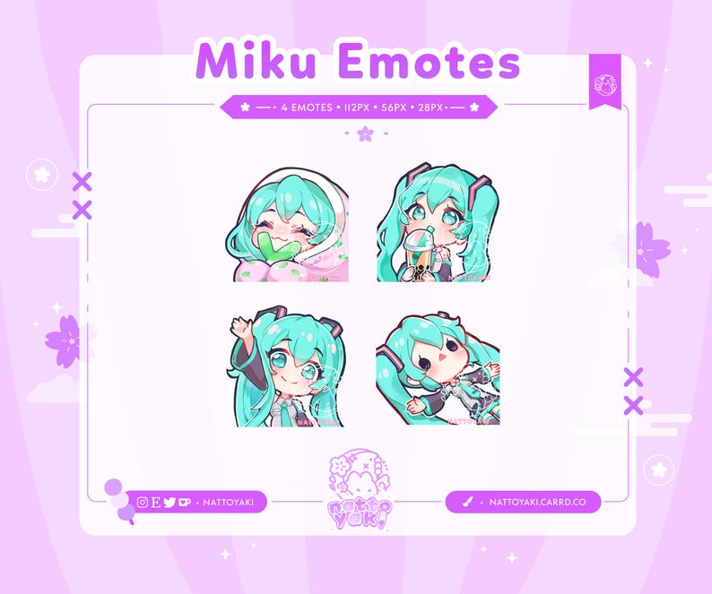 Hatsune Miku Twitch Emote Pack (set 1) | Cute Vocaloid Emotes for ...