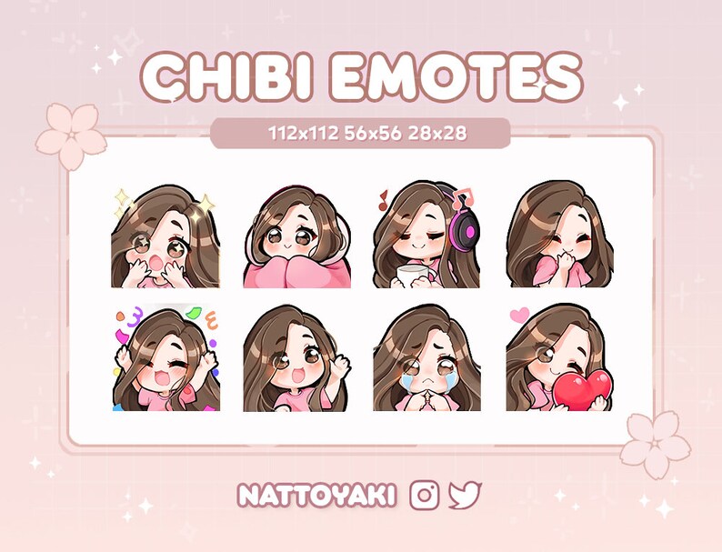 Cute Chibi Girl Twitch Discord Emote Pack Gaming Streaming - Etsy UK