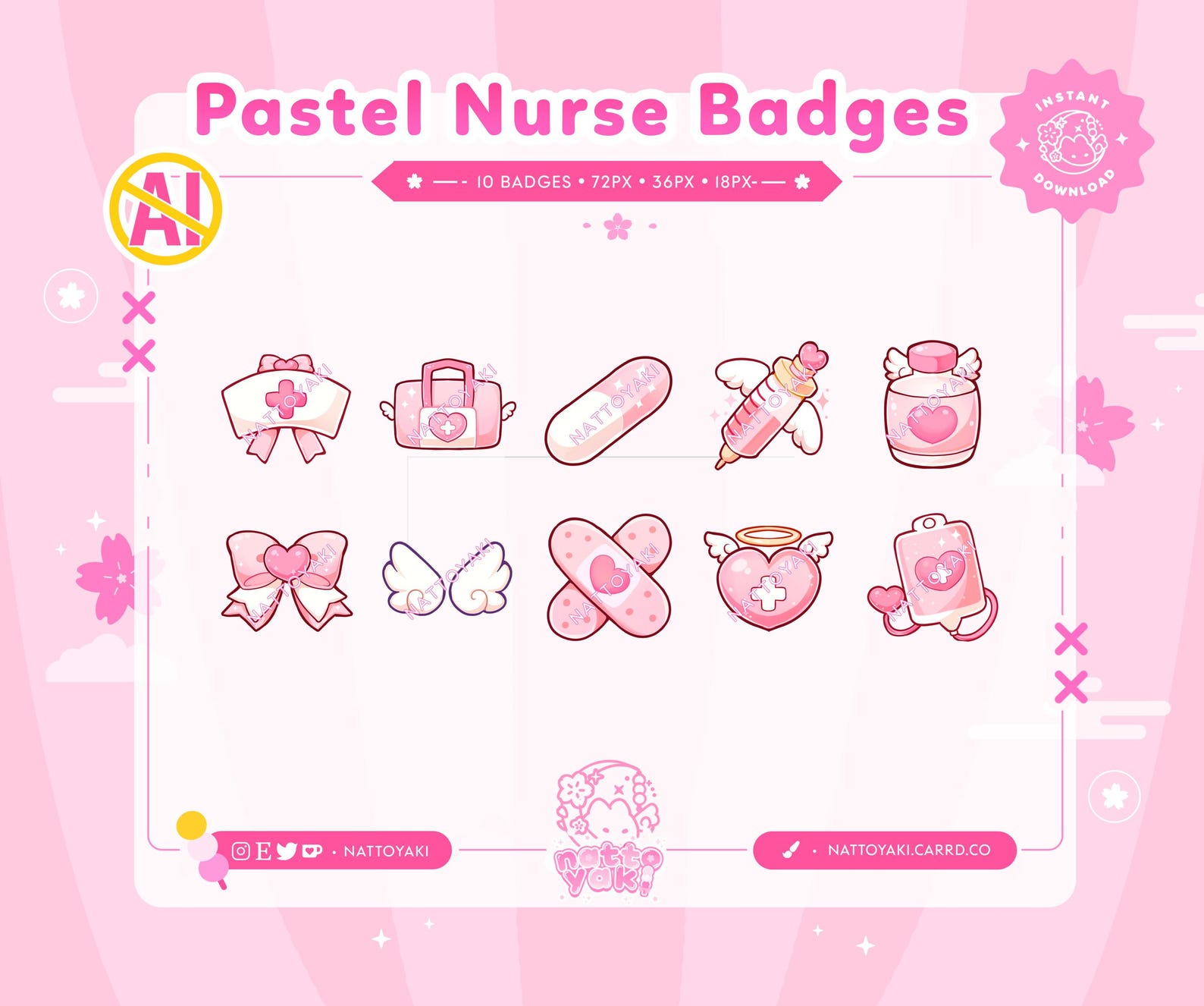 Pastel Pink Nurse Sub Badges | Cute Stream Badges, Bit Badges, Channel ...