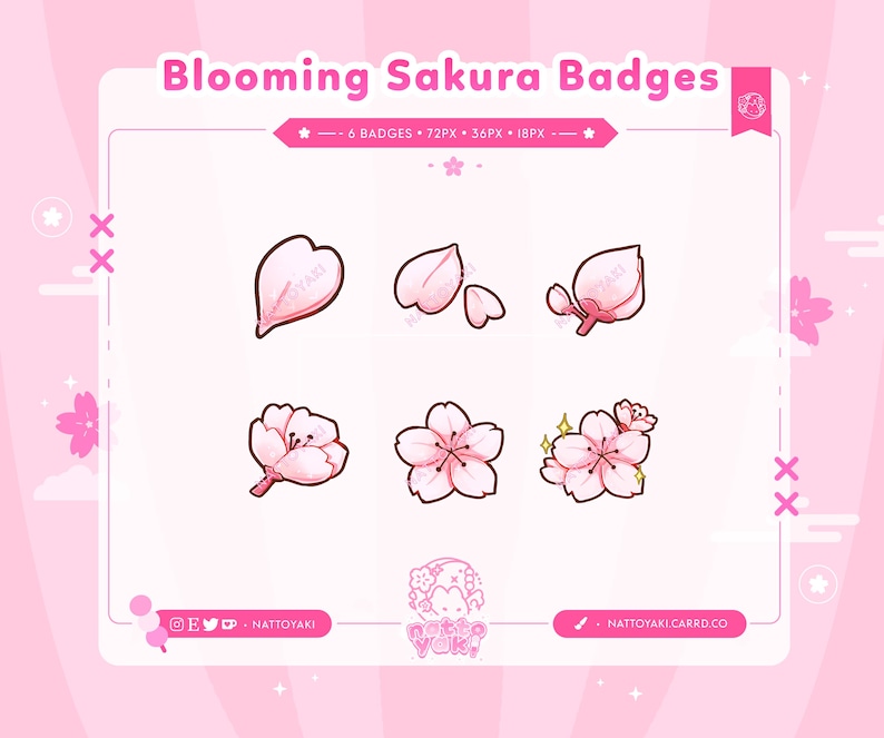 Blooming Flower Twitch Sub Badges (pink) | Cute Stream Badges, Bit ...