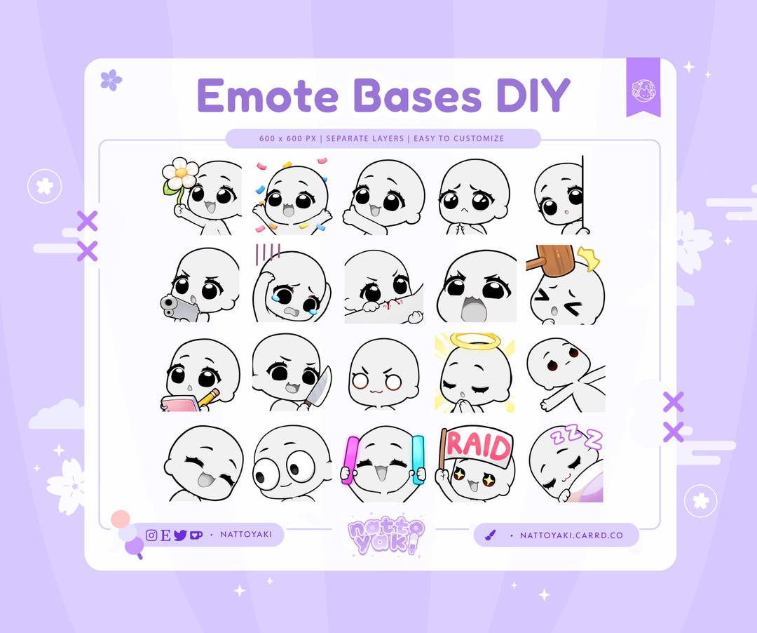 Emote Base Pack Set B | Cute DIY Emote Template for Twitch, Youtube ...