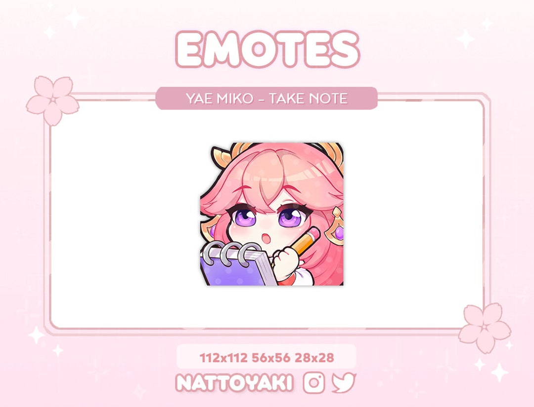 Genshin Impact Yae Miko Take Note Emote Discord/twitch - Etsy