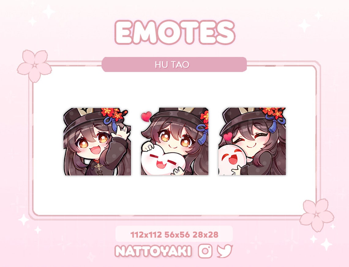 Genshin Impact Hu Tao Emotes SET Discord/twitch - Etsy