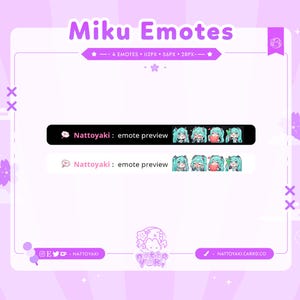 Hatsune Miku Twitch Emote Pack (set 2) | Cute Vocaloid Emotes for ...