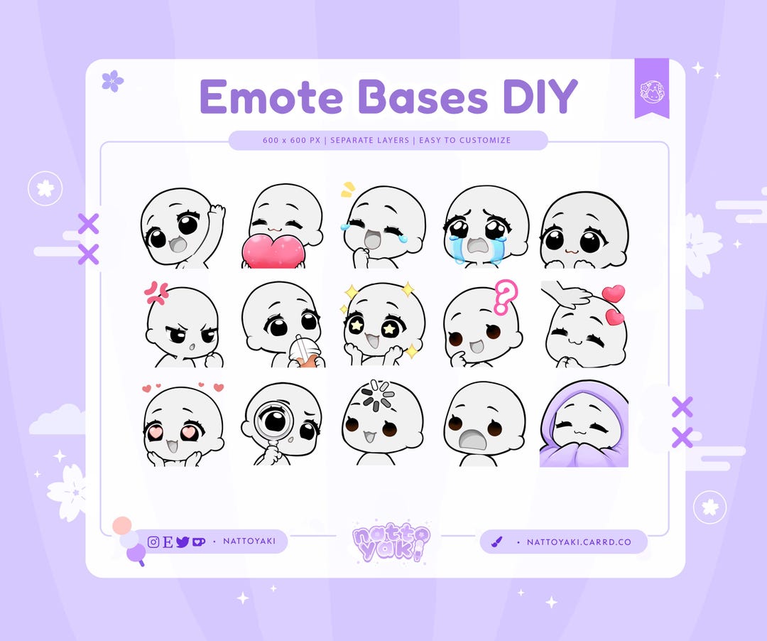 Emote Base Pack Set A | Cute DIY Emote Template for Twitch, Youtube ...