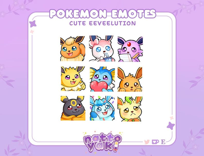 Cute Eeveelution Emotes Pack | Stream Assets | Discord Emotes | Cute ...