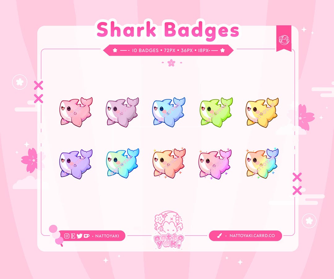 Shark Twitch Sub Badges | Cute Stream Badges, Bit Badges, Channel ...