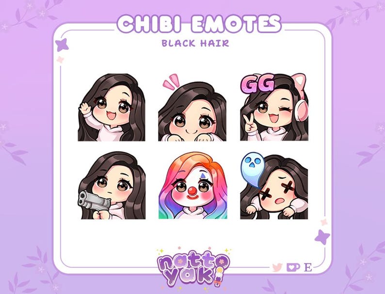 Chibi Girl Twitch Emote Pack (set 3) | Cute Stream Emotes for Youtube ...
