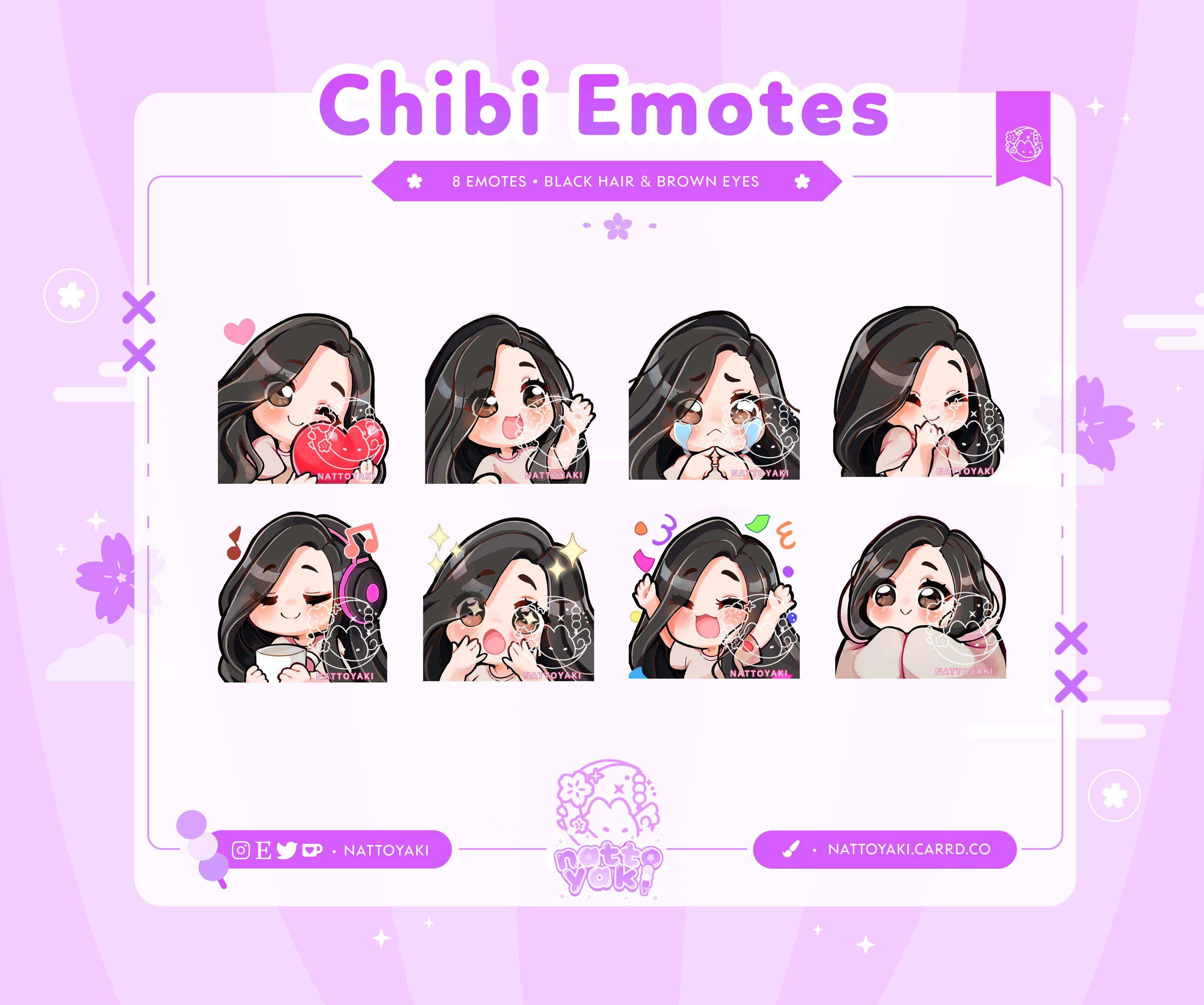Chibi Girl Twitch Emote Pack (8 Pack) | Cute Stream Emotes for Youtube ...