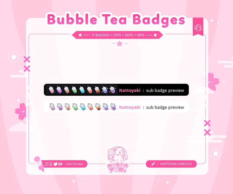 Boba Twitch Sub Badges | Cute Stream Badges, Bit Badges, Channel Points ...