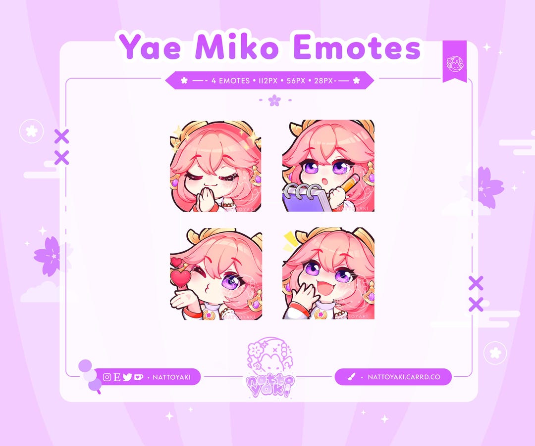 Yae Miko Twitch Emote Pack | Cute Genshin Impact Emotes for Streamers ...