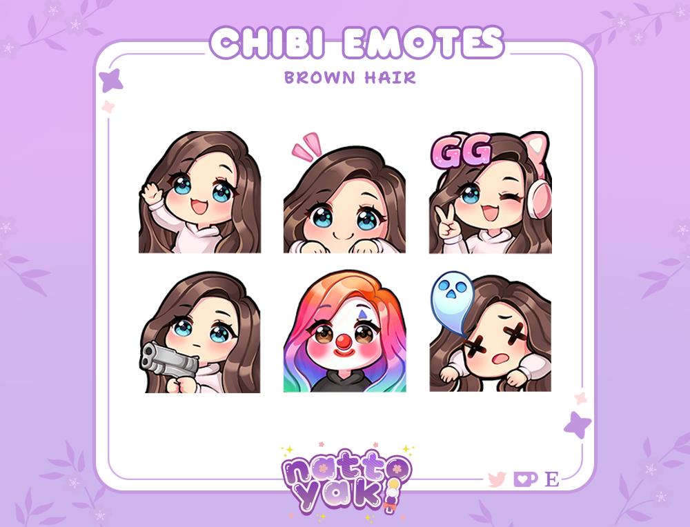 Chibi Girl Twitch Emote Pack (set 3) | Cute Stream Emotes for Youtube ...
