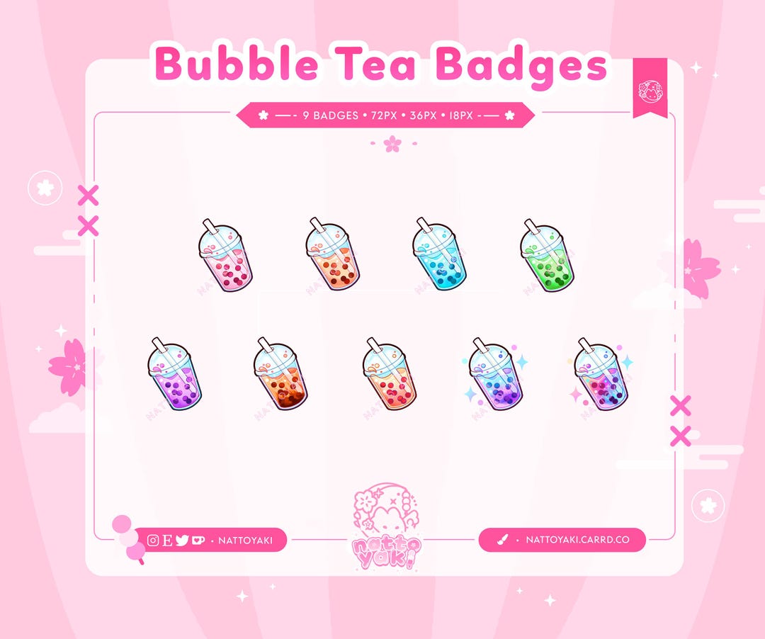 Boba Twitch Sub Badges | Cute Stream Badges, Bit Badges, Channel Points ...