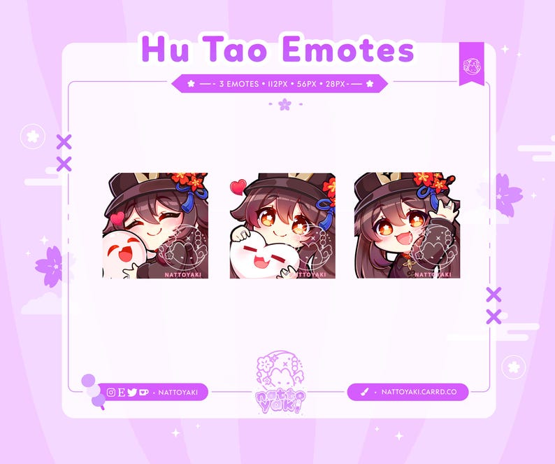Hu Tao Twitch Emote Pack | Cute Genshin Impact Emotes for Streamers ...