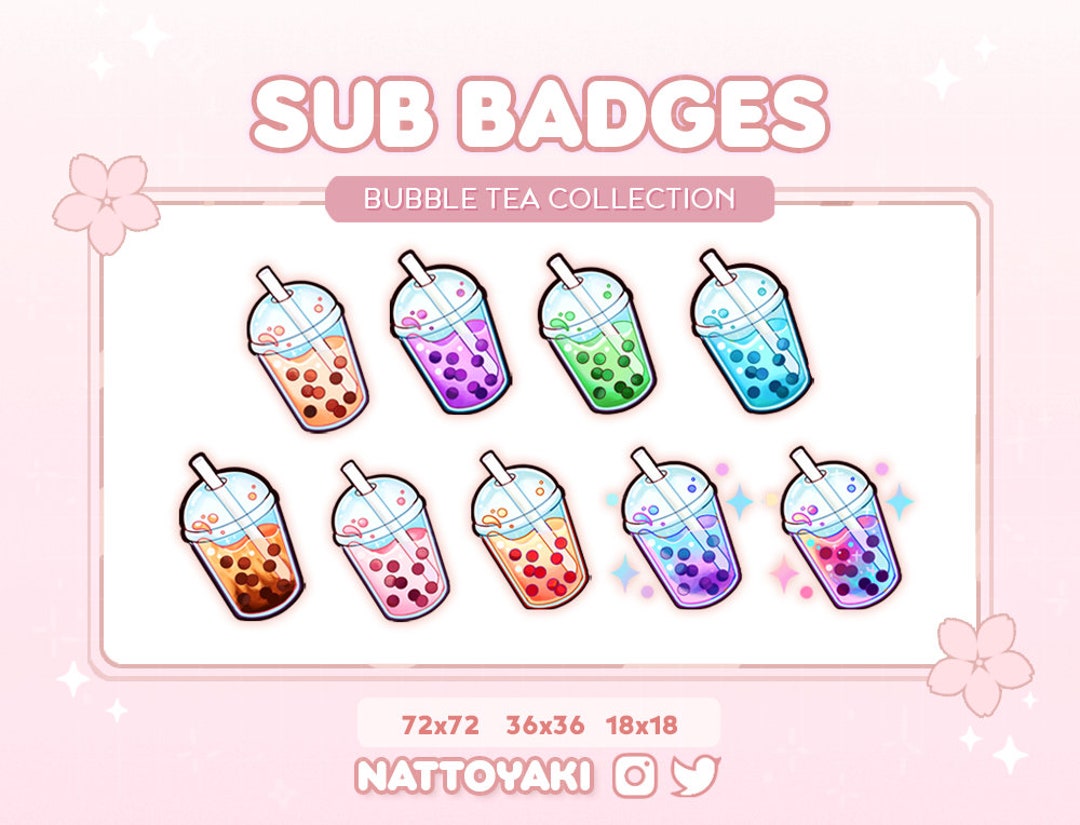 Bubble Tea Rainbow Twitch Sub Badges / Bit Badges / Boba Drink ...