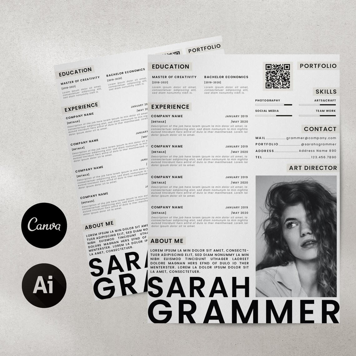 Resume Template, Cv Design Canva and Illustrator, Best Cv Resume Layout ...