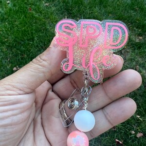 SPD Life Badge Reel: Glitter Sterile Processing Tech, Removable Beads ...