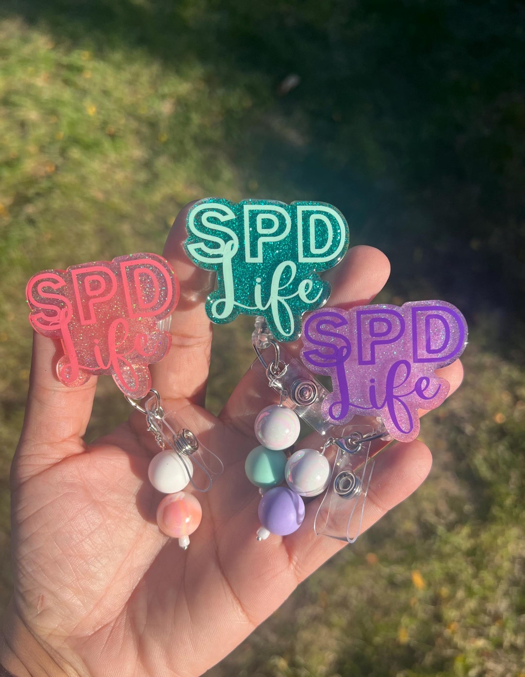 SPD Life Badge Reel: Glitter Sterile Processing Tech, Removable Beads ...