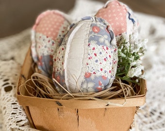 Set of 3 Quilted Easter Egg Pillow Easter Decor Vintage Quilt Egg Farmhouse Easter Pillows Mini ...