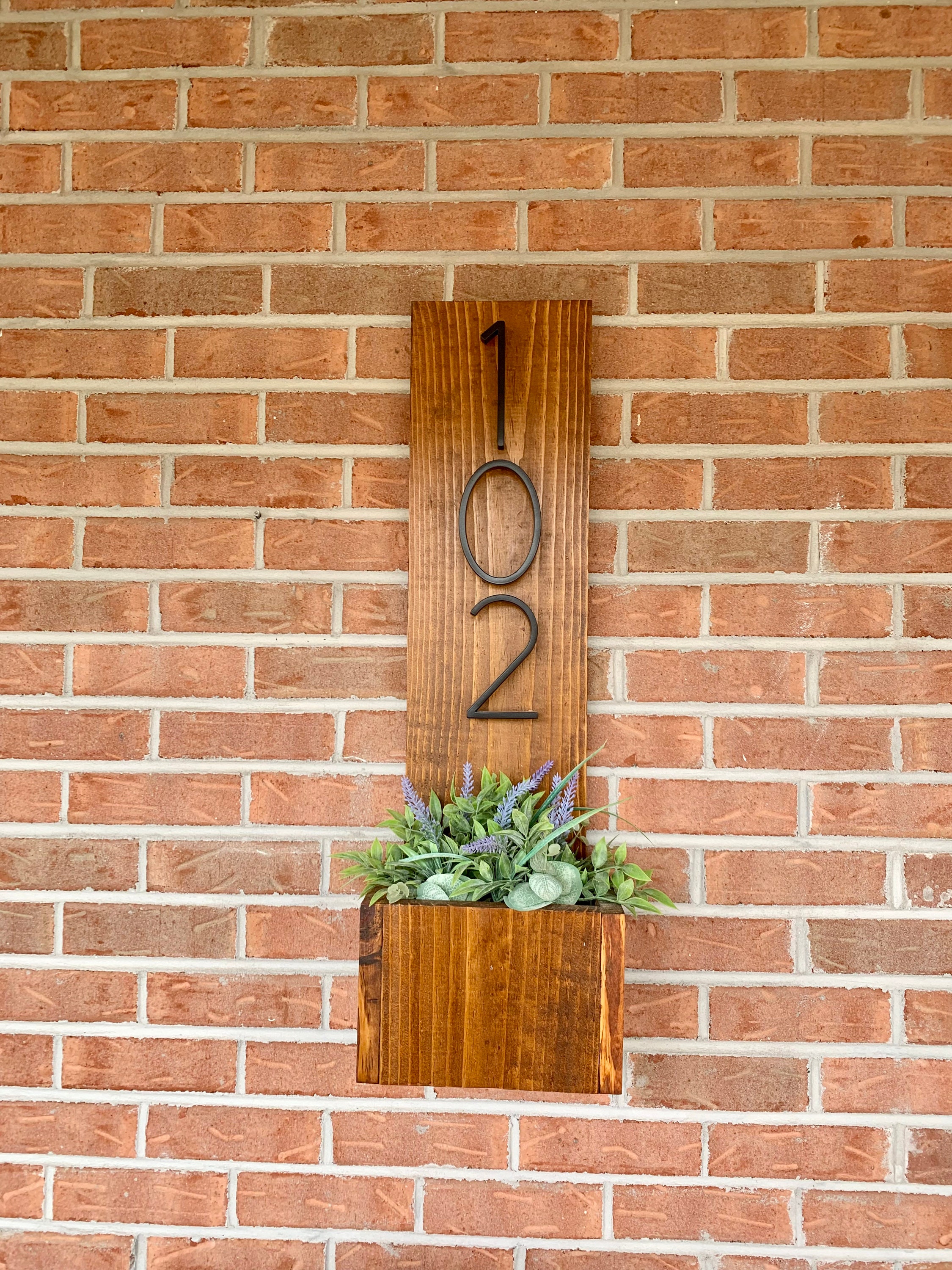 Vertical House Number Sign With Planter - Etsy