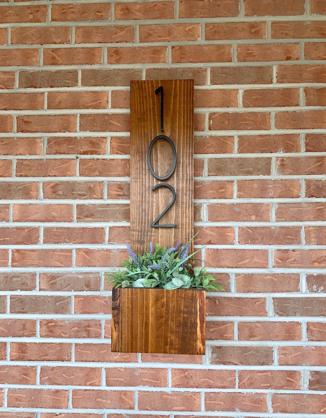 Vertical House Number Sign With Planter - Etsy