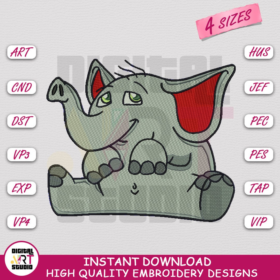 Cute Baby Elephant Machine Embroidery Design Elephant Embroidery ...