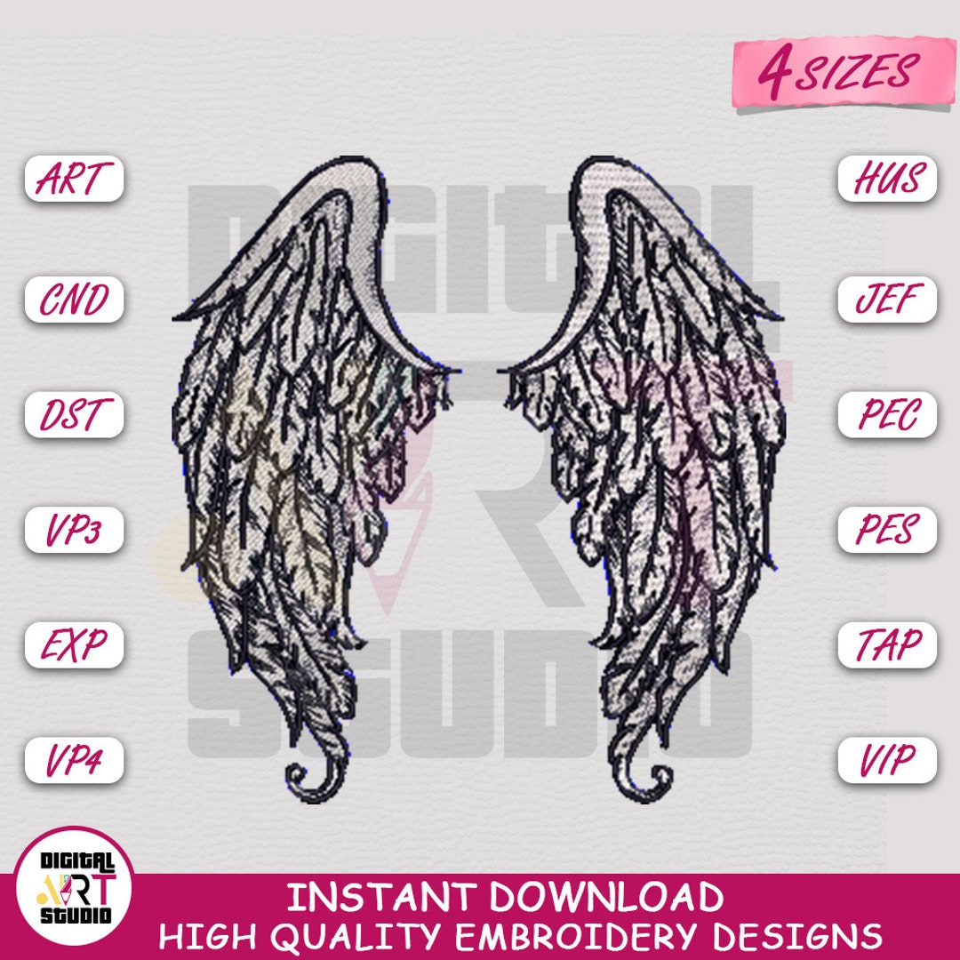 Angel Wings Machine Machine Embroidery Design Angel Wings Embroidery ...