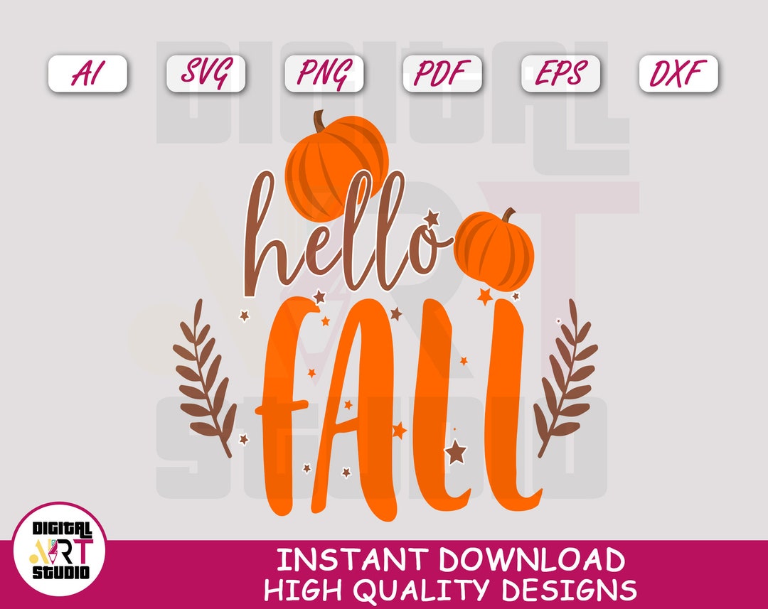 Hello Fall Vector Svg Thanksgiving Cut File for Cricut - Etsy