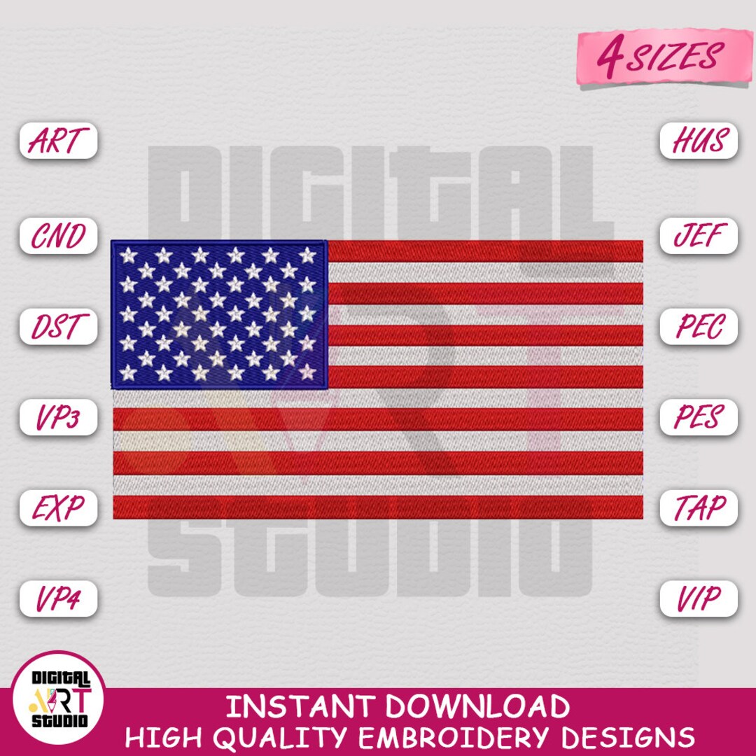 American Flag Machine Embroidery Design USA Flag Embroidery Digitizing ...
