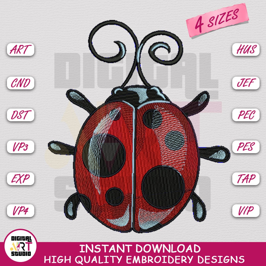 Cute Ladybug Machine Embroidery Design Cute Ladybug Digitizing Embroidery 4 Hoop Sizes ...