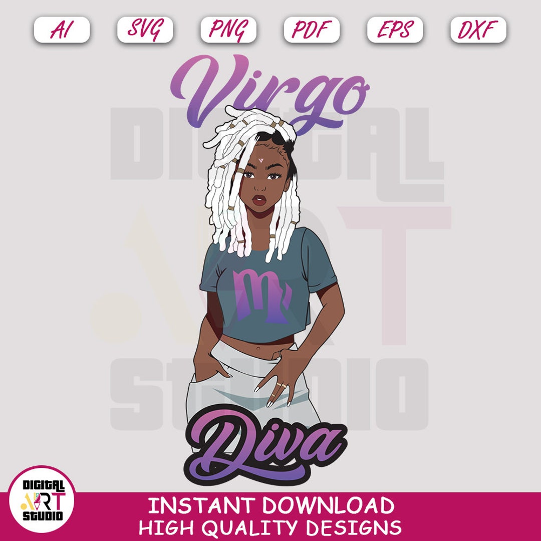 Virgo Diva SVG, Virgo Star SVG, Diva SVG, Virgo Svg Design, Diva Svg Design, Afro Girl Svg ...