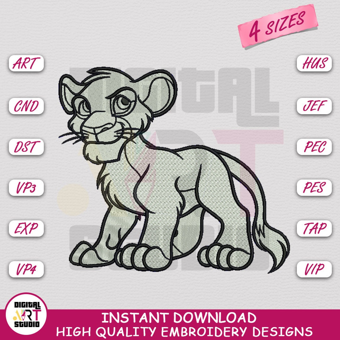 Baby White Simba Machine Embroidery Design White Simba EMB Digitizing 4 ...