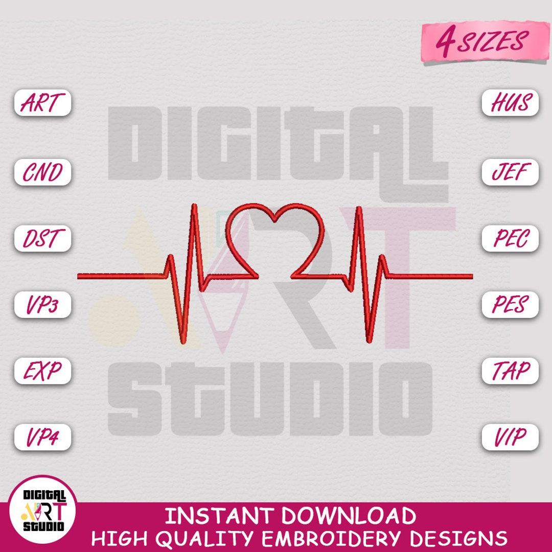 Heart Beat Machine Embroidery Design Heart Life Line Embroidery ...