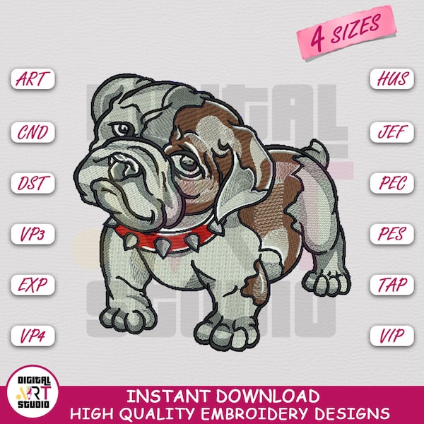 Bulldog Embroidery - Etsy