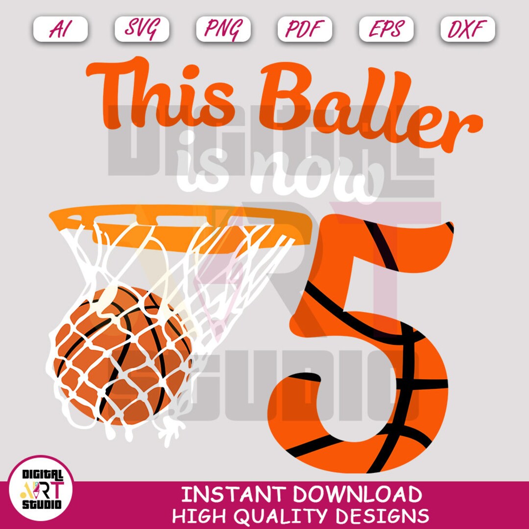 This Baller is Now 5 SVG Design, Basketball Svg, Baller SVG, Basketball ...
