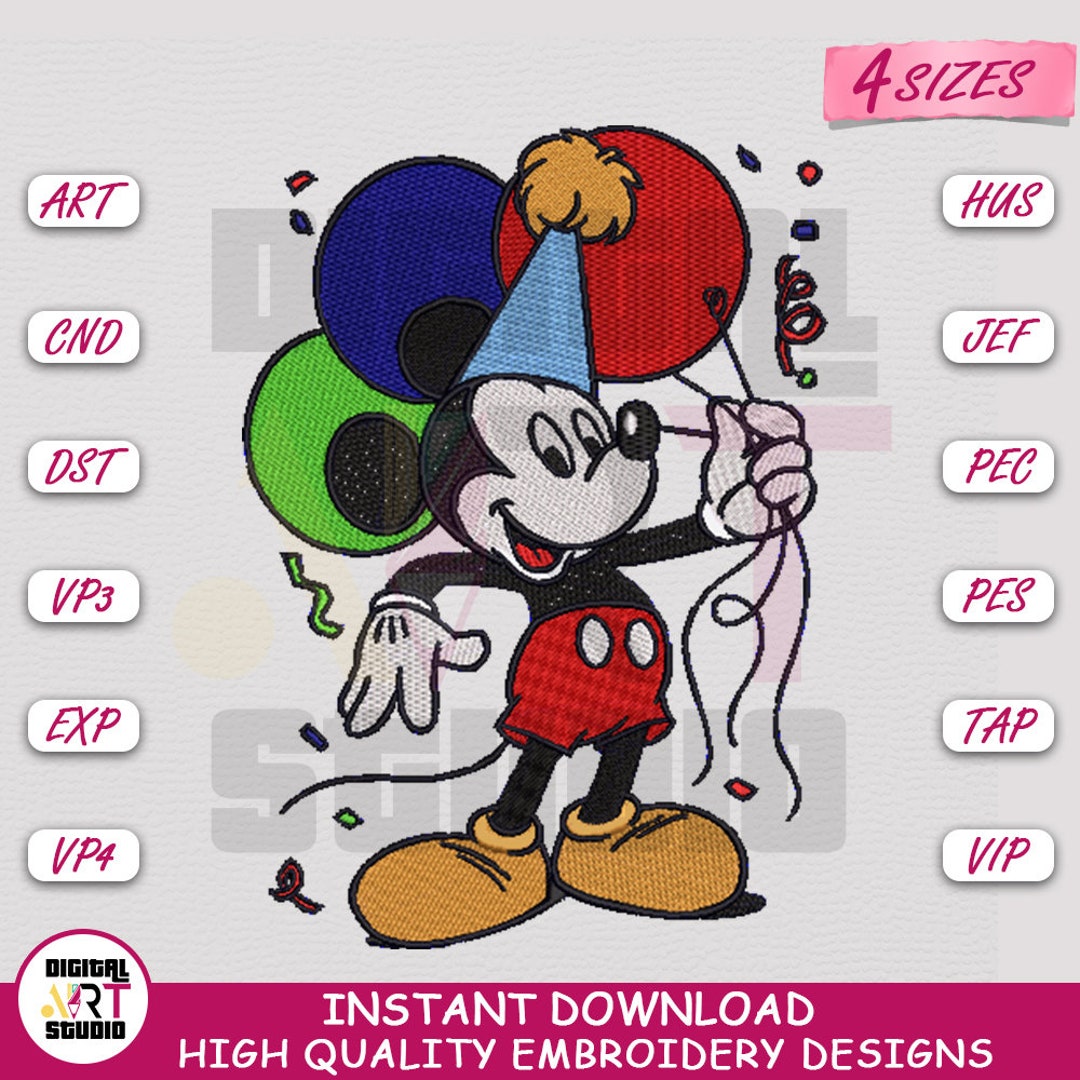 Mickey Mouse Machine Embroidery Design Mickey Mouse Birthday Embroidery ...