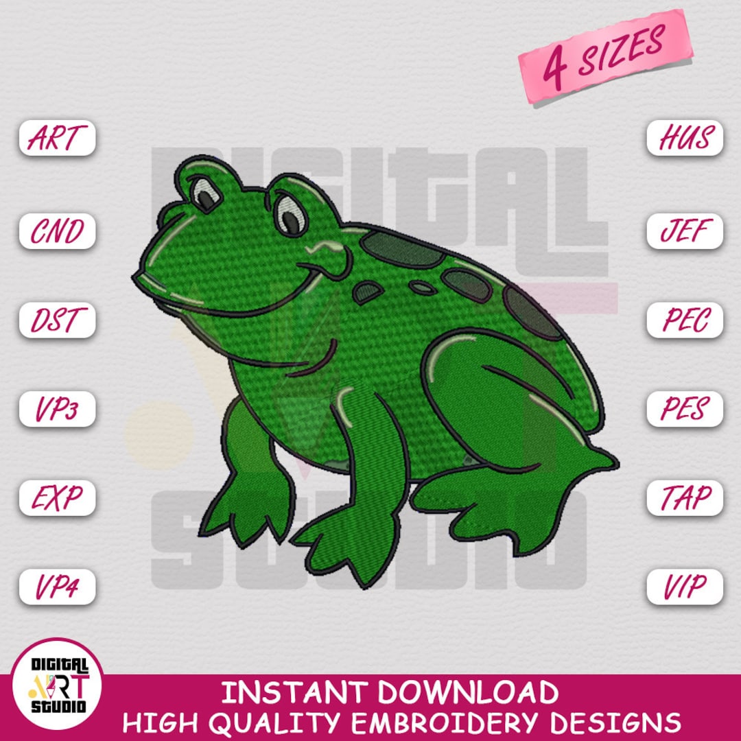Green Frog Machine Embroidery Design Smiling Frog Embroidery Digitizing ...