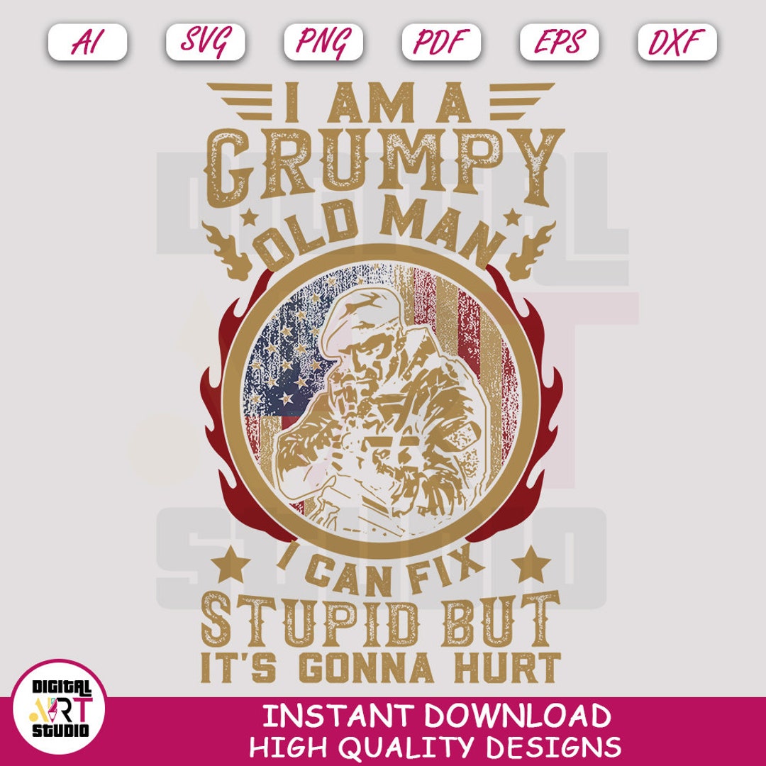 Crumpy Old Man, Svg Cut File for Cricut, Digital Image Clipart ...