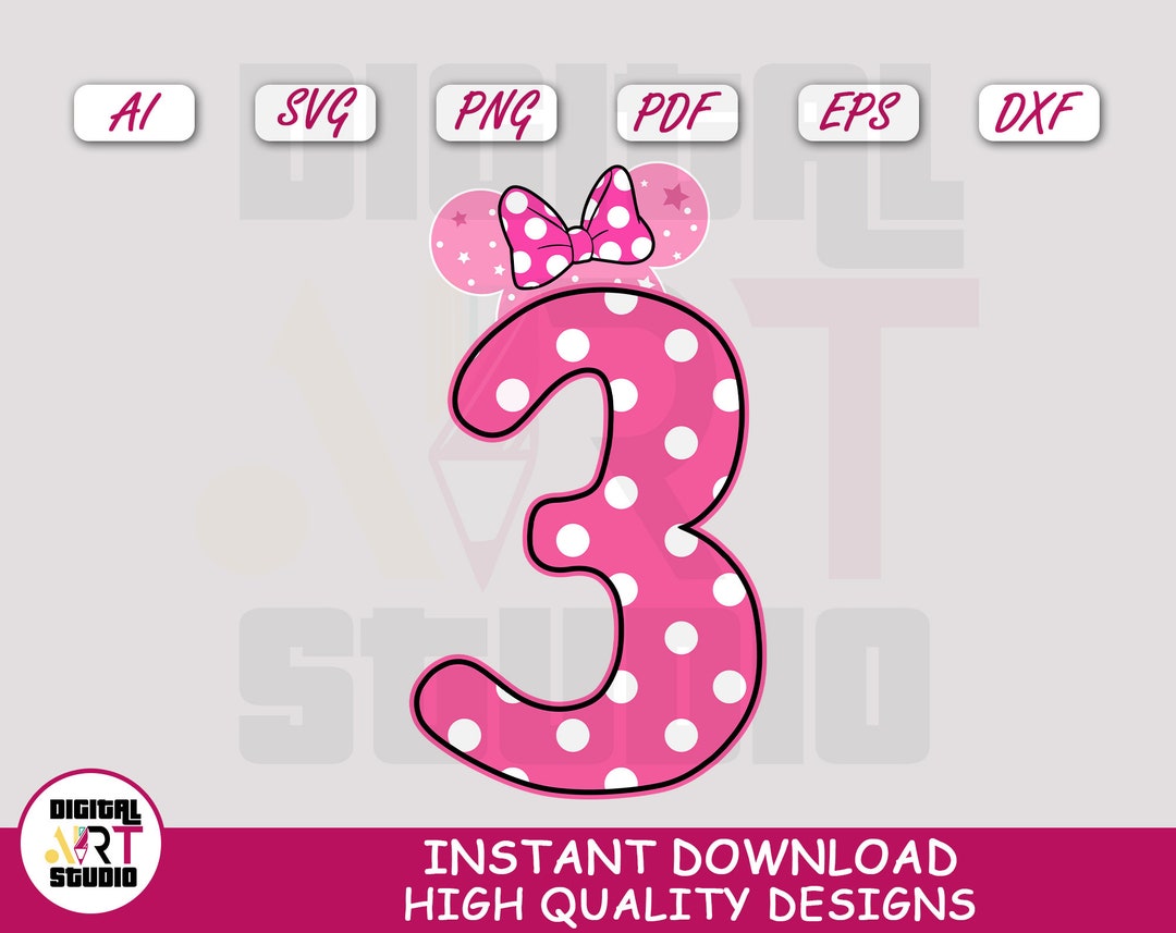 Minnie Mouse Numero 3 Svg Minnie Mouse Cut File for Cricut - Etsy