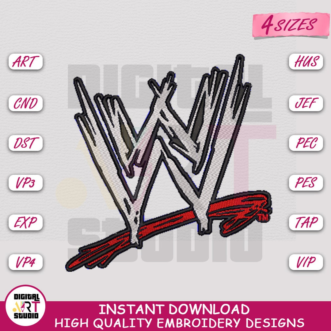WWE Logo Embroidery Design WWE Embroidery Digitizing WWE Machine ...