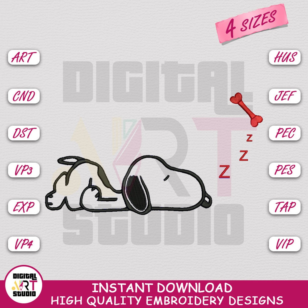 Lazy Snoopy Dog Sleeping Machine Embroidery Design Snoopy Dog Outline ...