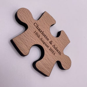 Personalised Engraved Wooden Puzzle Piece Wedding Favours Save the Date ...