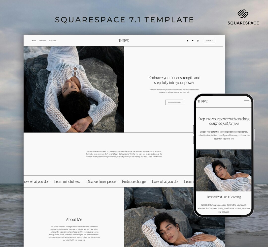 Squarespace Website Template for Coach, Therapist | Wellness Service ...