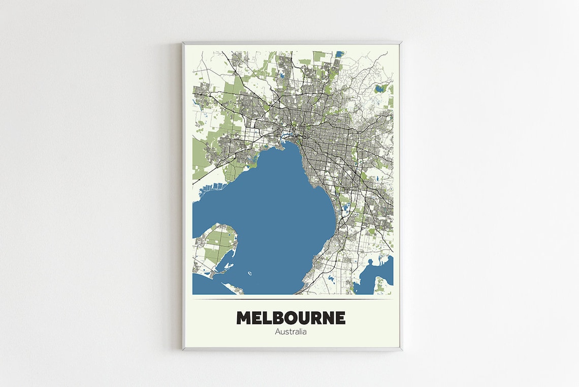 PRINTABLE Map of Melbourne, City Map, Melbourne Print, Melbourne Poster ...