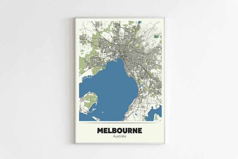 PRINTABLE Map of Melbourne, City Map, Melbourne Print, Melbourne Poster ...