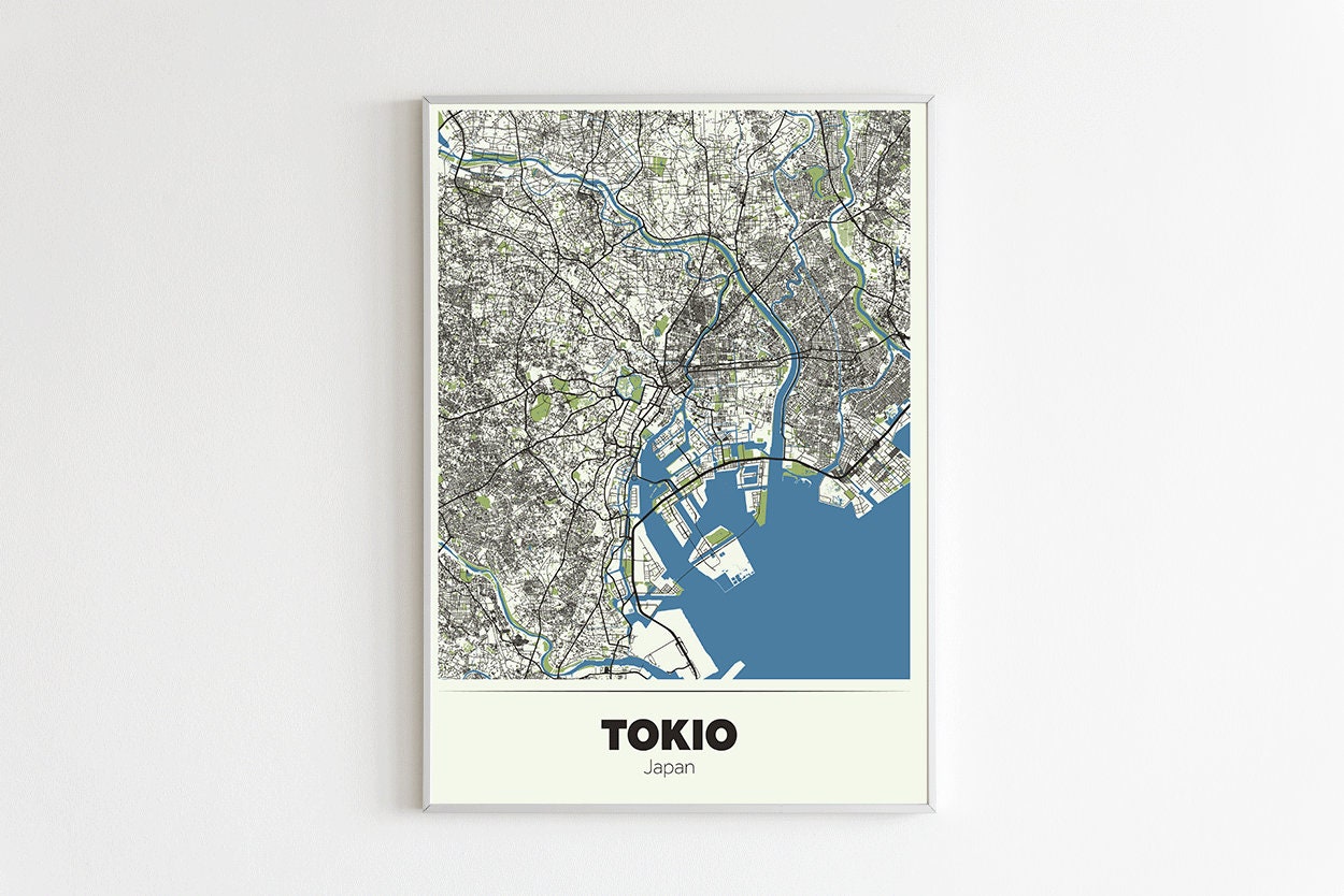 PRINTABLE Map of Tokyo, City Map, Tokyo Print, Tokyo Poster, Modern ...