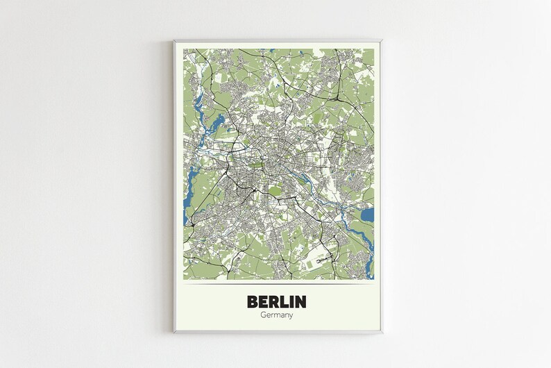PRINTABLE Map of Berlin, City Map, Berlin Print, Berlin Poster, Modern ...