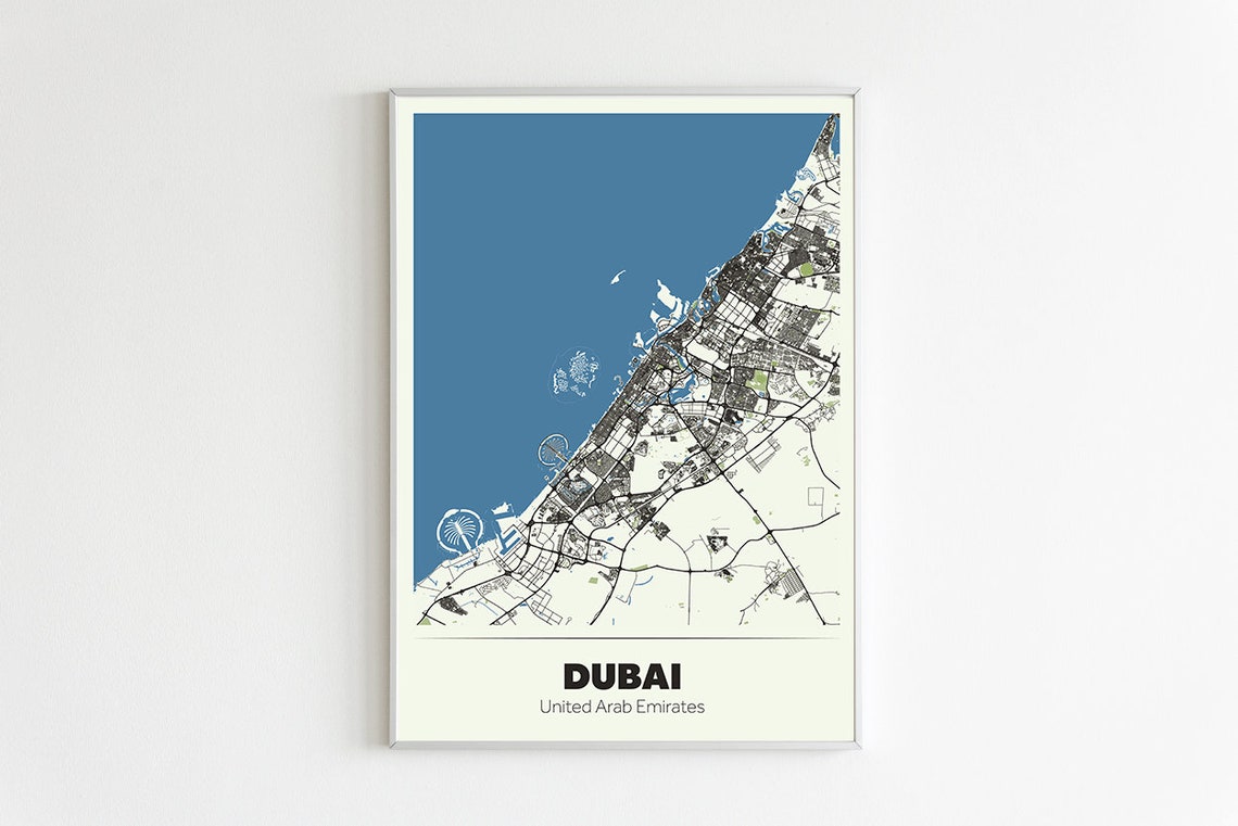 Mapa IMPRIMIBLE de Dubai, Mapa de la ciudad, Impresión de Dubai, Cartel ...