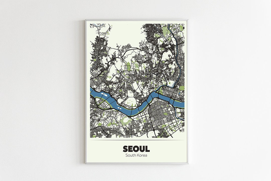 PRINTABLE Map of Seoul, City Map, Seoul Print, Seoul Poster, Modern ...
