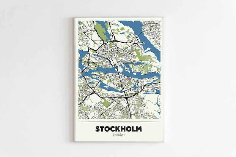 PRINTABLE Map of Stockholm, City Map, Stockholm Print, Stockholm Poster ...